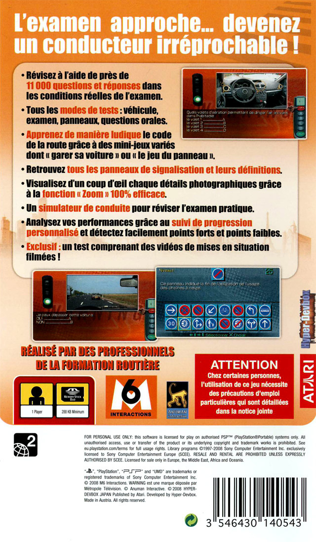Jeux Vidéo Warning Code de la Route PlayStation Portable (PSP) d'occasion